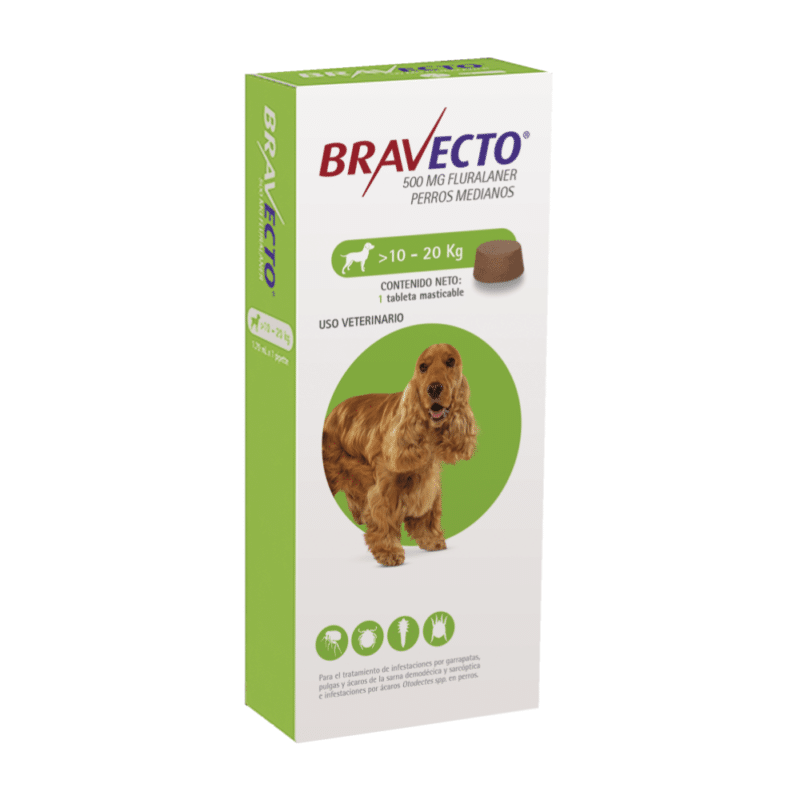 Bravecto 500mg Antipulgas para perros 10 a 20kg - Mascotify Pet Shop