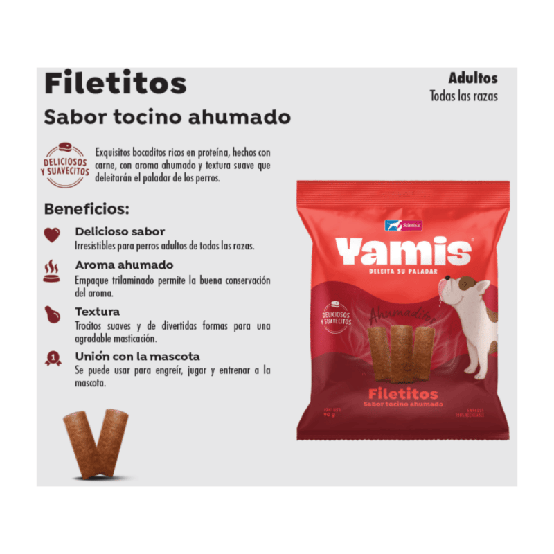 Yamis Filetitos sabor Tocino Ahumado - Snack - Mascotify Pet Shop