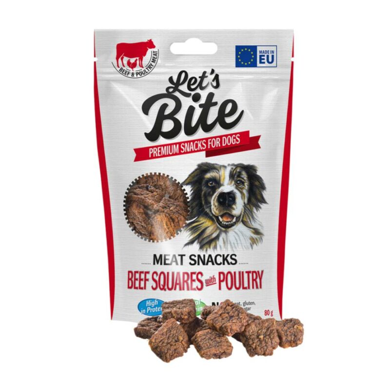 Brit Lets Bite Beef Squares with Poultry 80gr - Snack para perros - Mascotify Pet Shop