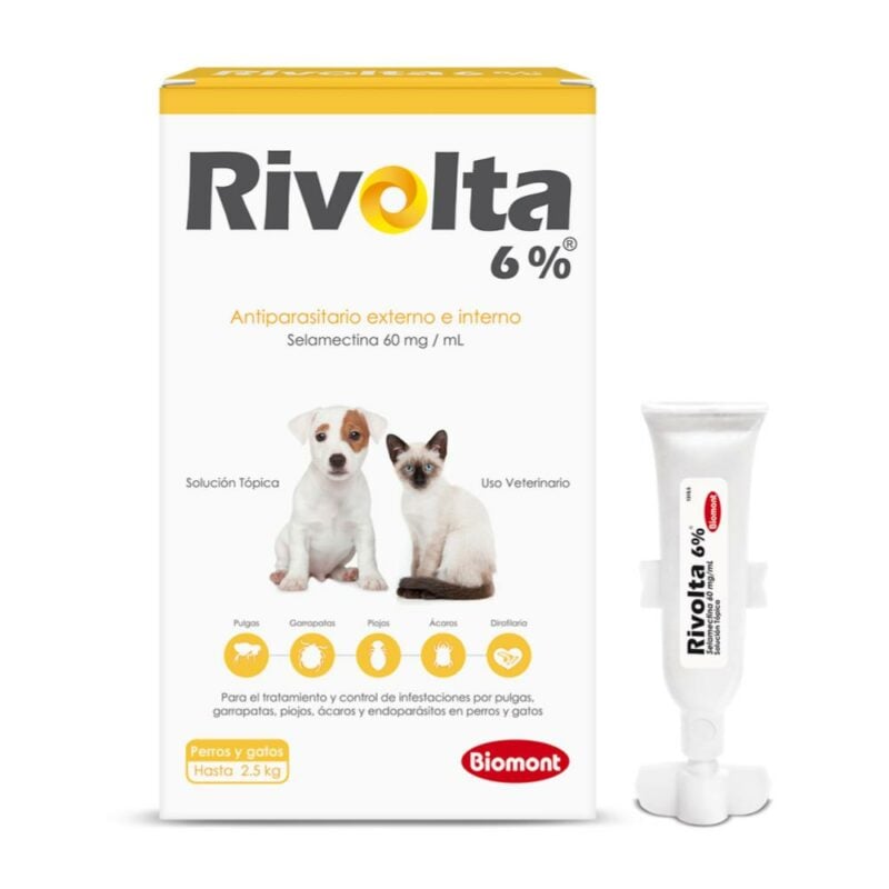 Rivolta 6% hasta 2.5kg - Pipeta antipulgas y antiparasitario - Mascotify Pet Shop
