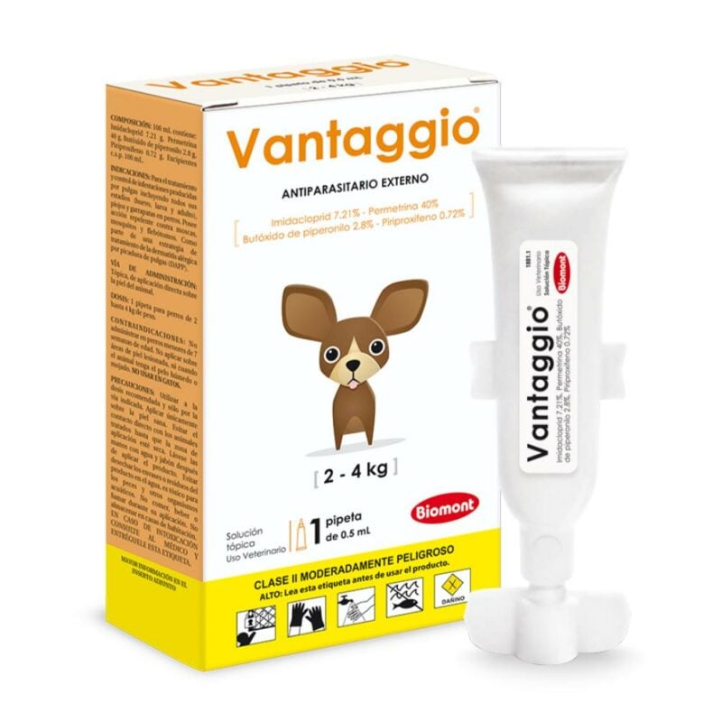 Vantaggio 2 a 4 kg (0.5ml) - Pipeta antipulgas para perros - Mascotify Pet Shop