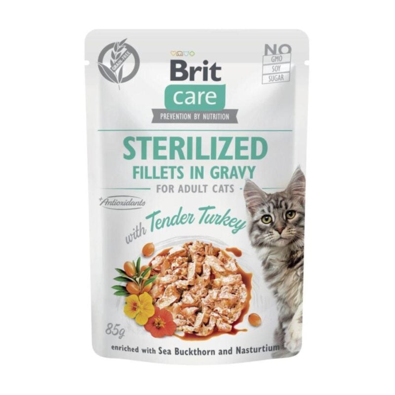 Brit Care Fillets in Gravy with Tender Turkey 85gr - Gatos Castrados ...