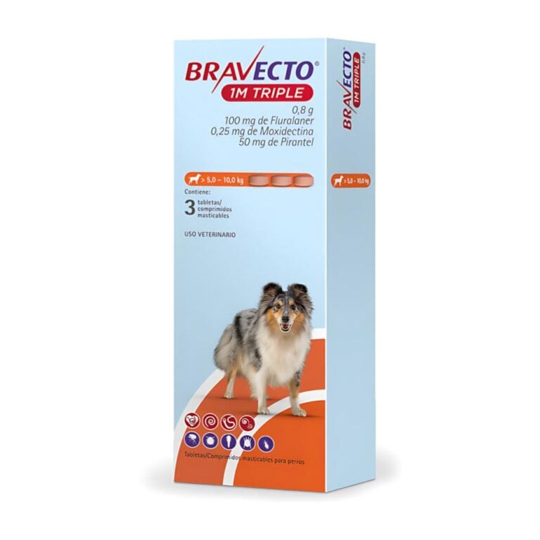 Bravecto 1M Triple 5 a 10kg x 3 tab (100mg) - Antipulgas perros ...