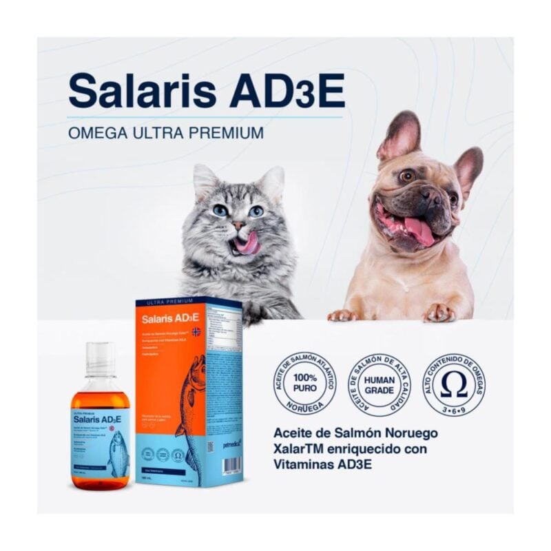 Salaris AD3E Aceite de Salmón - Suplemento para perros y gatos ...