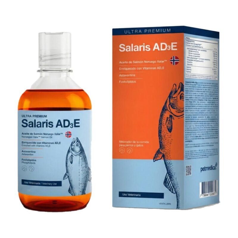 Salaris AD3E Aceite de Salmón - Suplemento para perros y gatos ...